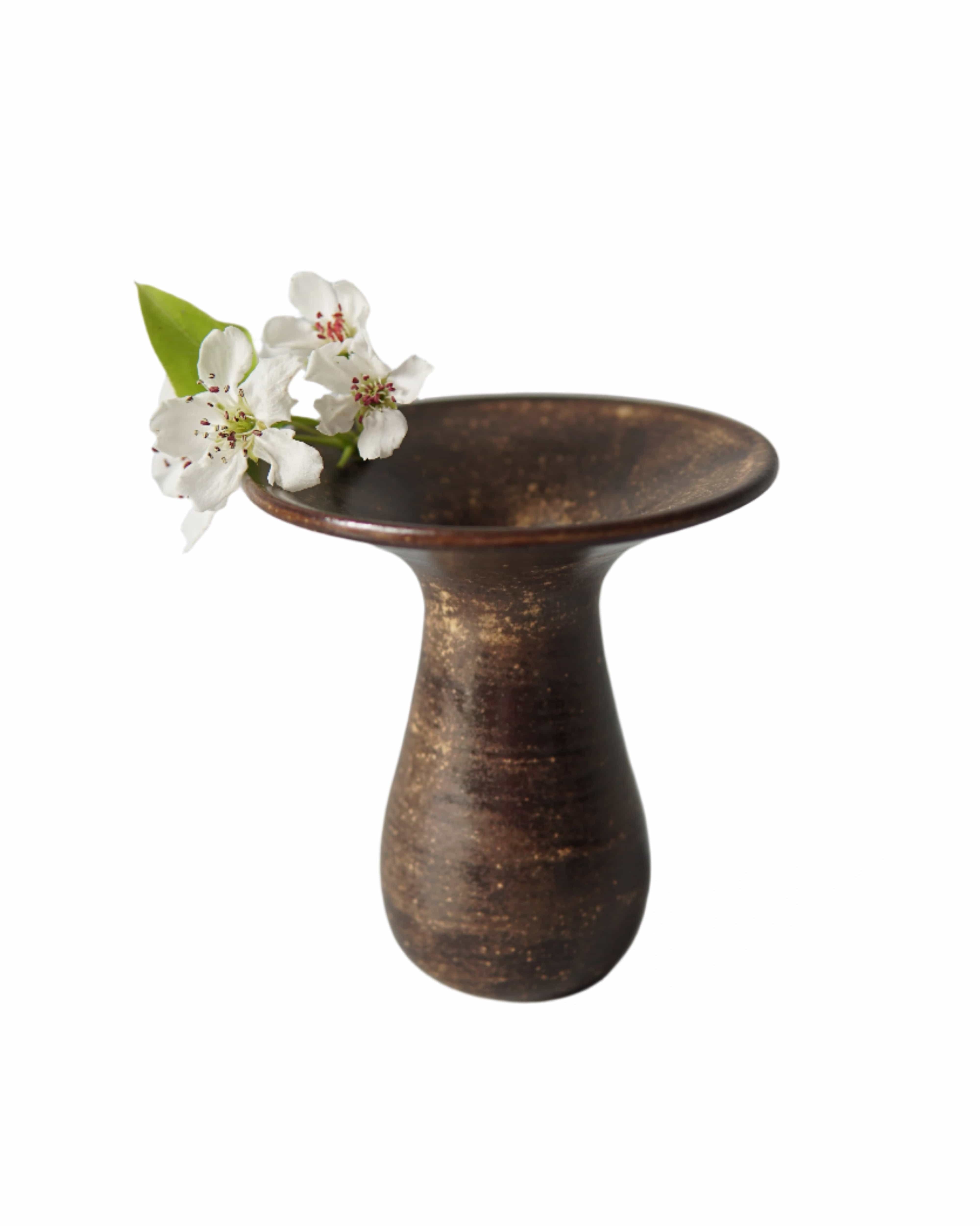 Haneu Haneu-Brown Ceramic Vase with Wide Rim – La Bomba Floristry
